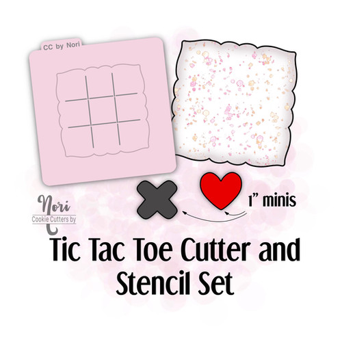 Tic Tac Toe Cookie Cutter and optional Stencil - CN1362 | CC by Nori