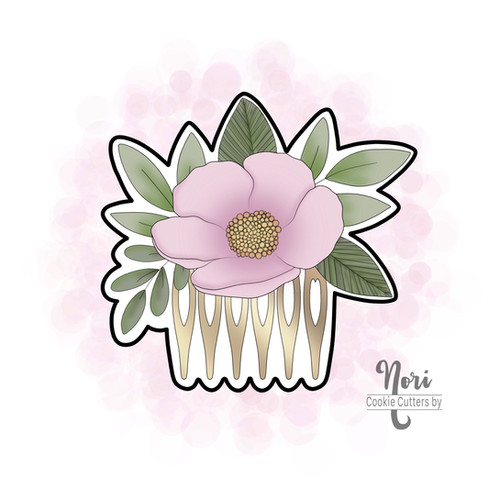 Floral Bridal Hair Comb Cookie Cutter - CN1218 | CC by Nori