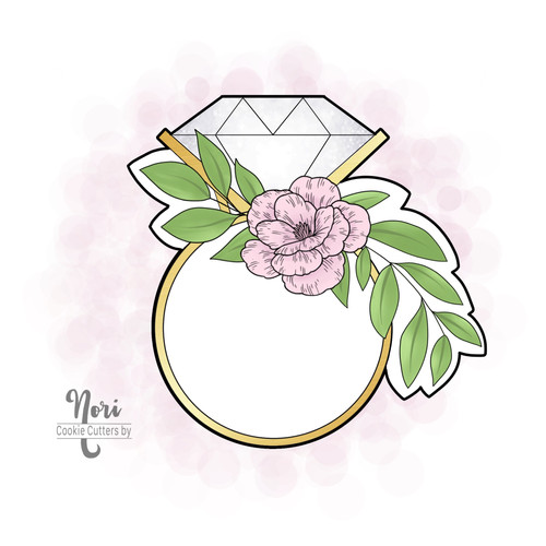 Floral Ring 2 Engagement Diamond Wedding Ring Cookie Cutter - CN0293 ...