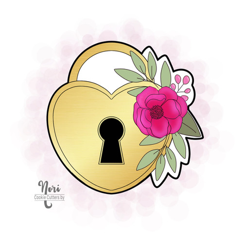 Floral Pad lock Cookie Cutter - CN0903 | CC by Nori