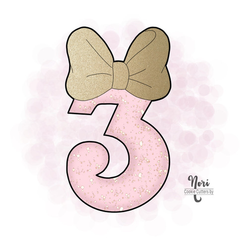Number Three with Bow Cookie Cutter | CC by Nori
