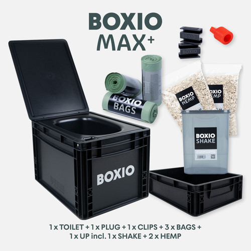 BOXIO - TOILET MAX+ Trenntoilette komplett Set | Black Silver Beast