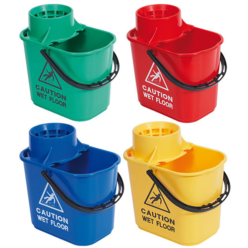 Quality 14Ltr Colour coded mop bucket& wringer - single | Cotton and Sons
