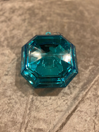 6” Turquoise Glitter Square Jewel Ornament | Wrecklesskreations