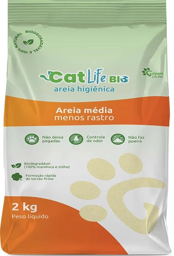 AREIA MÉDIA 4KG CAT LIFE BIO | Gatolândia