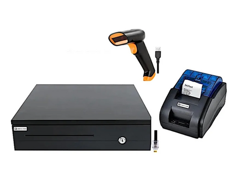 Combo Impresora termica 58mm + Cajón Monedero + Lector Cod Barras ...