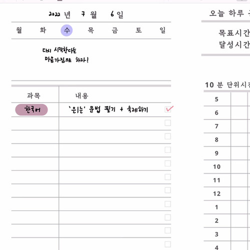 Printable Digital Study planner | Korean | English | Studygram | langsnack