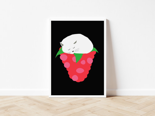 Raspberry Cat // Art print A5/A4/A3 | Salty Crayon