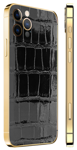 iPhone 15 Pro Gold 24k Black Glazed Alligator | exclusive-iphone-GG