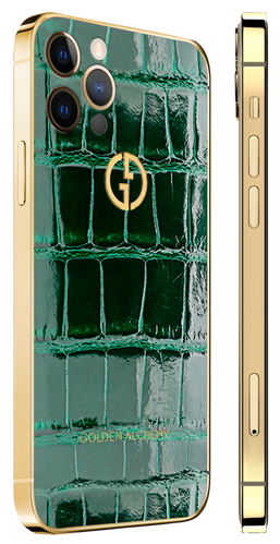 iPhone 15 Pro Gold 24k Green Glazed Alligator | exclusive-iphone-GG