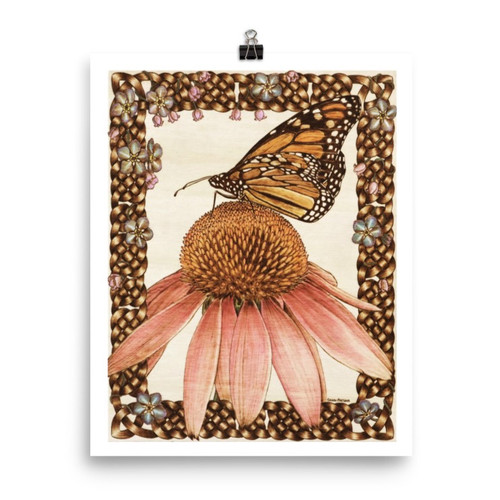 Monarch Butterfly Print | With Colour | Wildwoodstudio