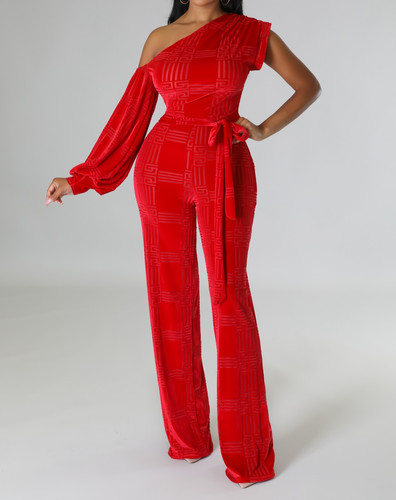 Good Time Usa Red Diamond Velvet Jumpsuit | VICE KULTURE