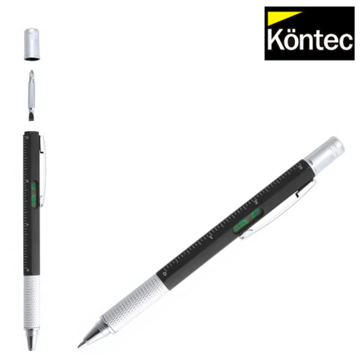 BOLIGRAFO + NIVEL + DESTORNILLADOR [NEGRO] - KONTEC