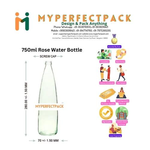 750ml Glass Rose Water Bottle | Myperfectpack
