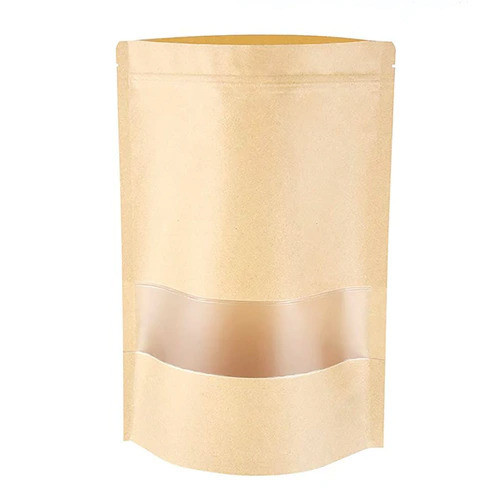Standup Pouch - Brown Kraft Paper - Rectangular Window | Myperfectpack