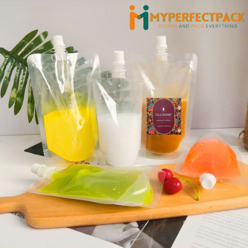 Transparent Center Spout Pouch with Label | Myperfectpack