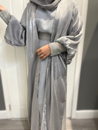 Petite jannah Abaya -grey | Raysha.co