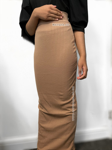 Ribbed skirt- nude | Raysha.co