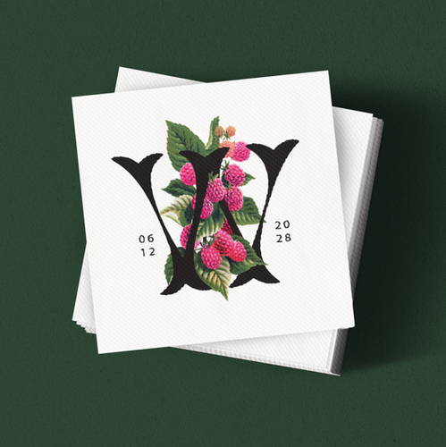 Raspberry Monogram Cocktail Napkins - Personalized Paper Napkins ...