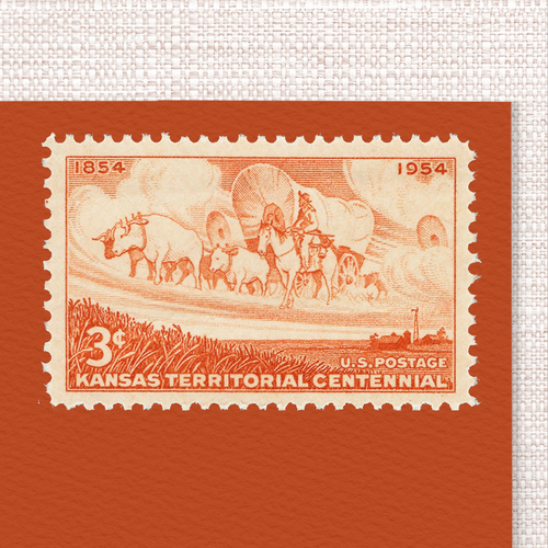 3¢ Kansas - Territorial Centennial - Pack of 25 unused stamps from 1954 ...