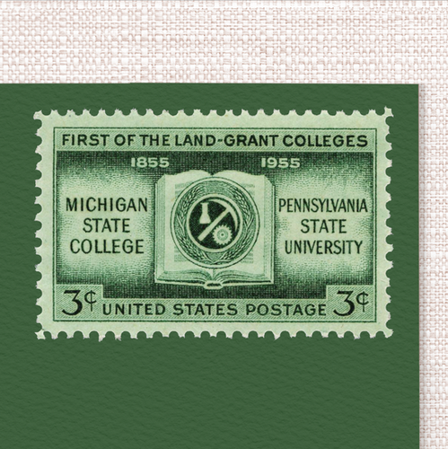 3¢ Michigan State & Penn State - Pack of 25 unused stamps from 1955 ...