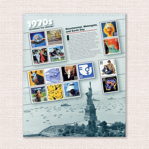 33¢ Celebrate the Century 1970s - Sheet of 15 unused stamps from 1991 ...