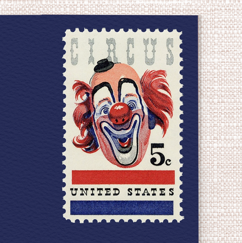 5¢ Circus Clown - Pack of 25 unused stamps from 1966 | vintagepostagestamps