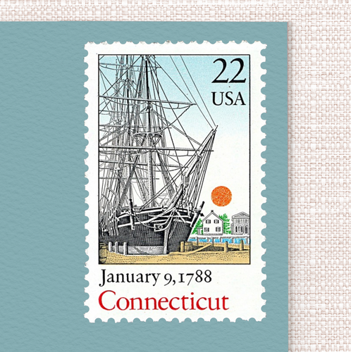 22¢ Connecticut - Pack of 25 unused stamps from 1988 | vintagepostagestamps