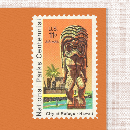 11¢ Hawaii Tiki - Pack of 25 unused stamps from 1972 | vintagepostagestamps