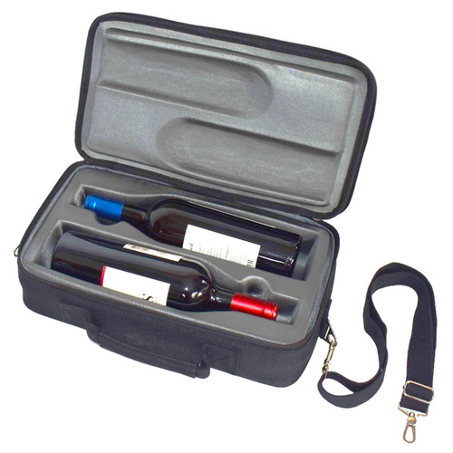 Luxury 2-Bottle Wine Carrying Bag for 750 ml Wine Bottle (Black ...