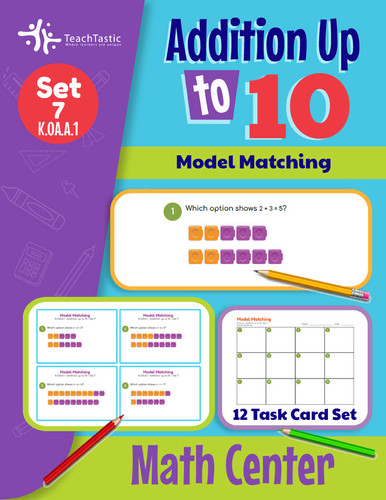K.OA.A.1 - Addition up to 10: Model Matching - Set 7 | TeachTastic