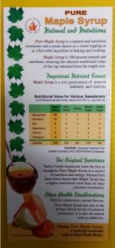 Nutritional Information Rack Cards | Ontario Maple Syrup