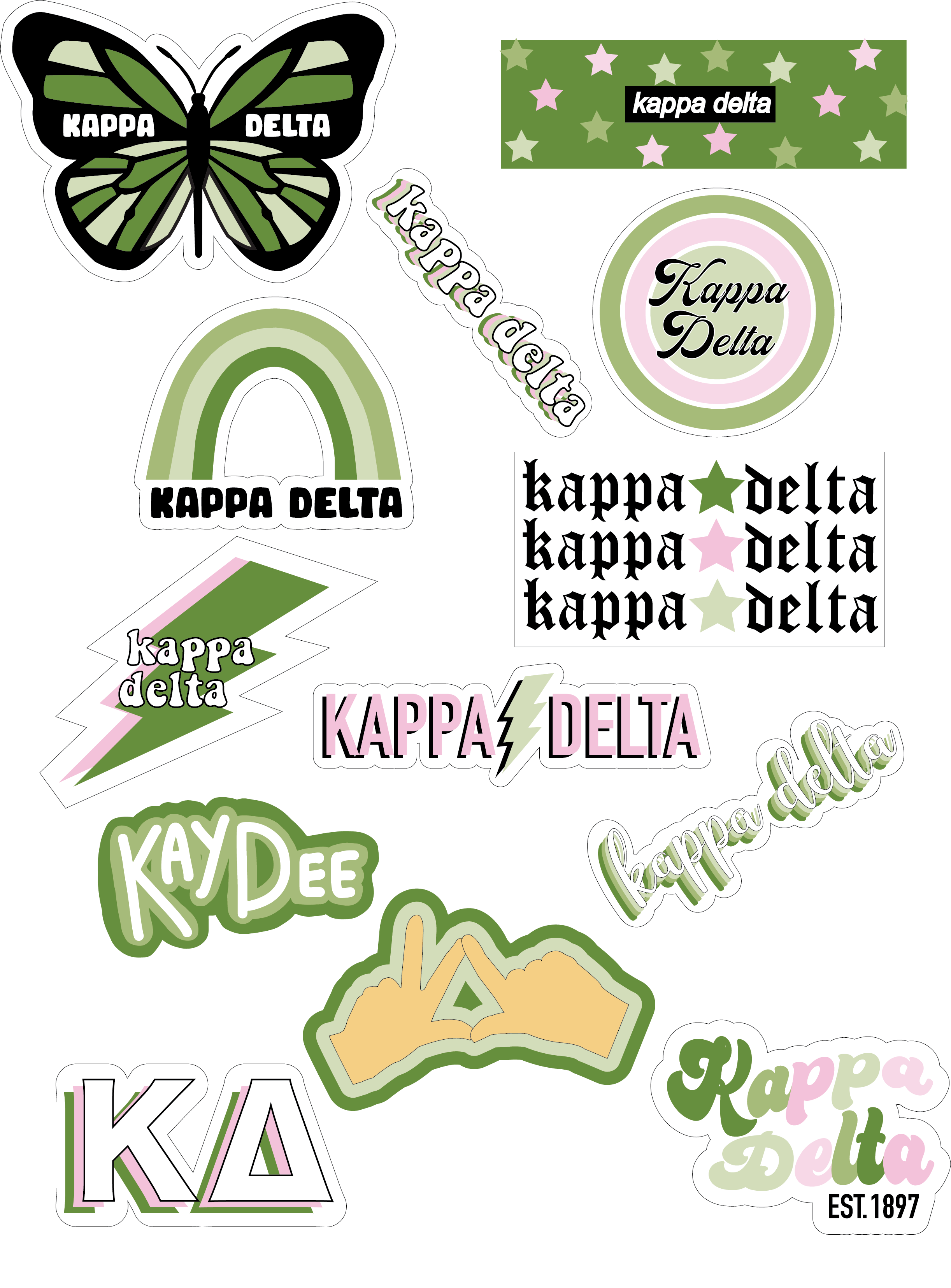 Stickers Kappa Delta Girl Power Sticker Sheet Paper, Party & Kids etna ...