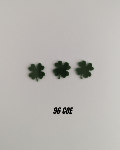 96 COE 1" 3pk Mini 4 Leaf Clover Glass Shape Fused Stained Mosaic, C ...