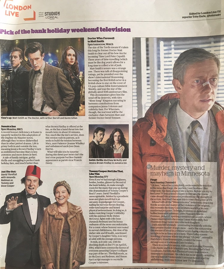 Sample of Evening Standard TV pages