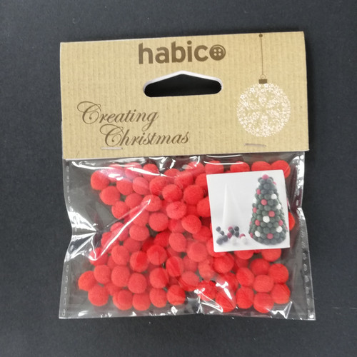 Habico Red Mini Pompoms | Cheshire Crafts