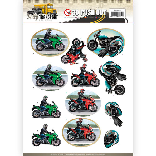 Amy Design Motorbike 3D Decoupage Sheet | Cheshire Crafts