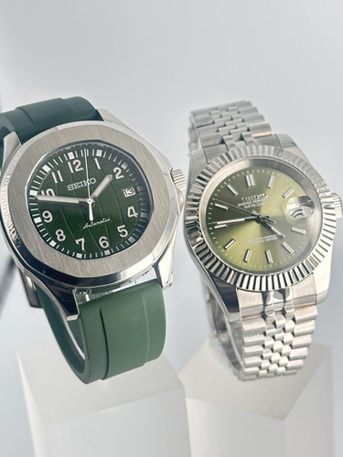 CUSTOM SEIKO MOD WATCH GIFT SET - OLIVE AQUA AND OLIVE GREEN SET ...