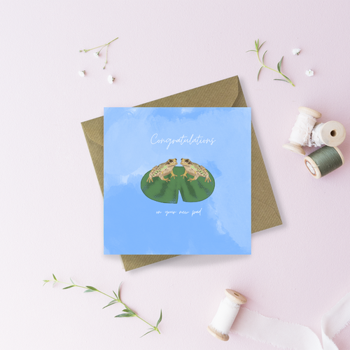 Congratulations on your new pad frogs Greetings Card | Sayers Studio