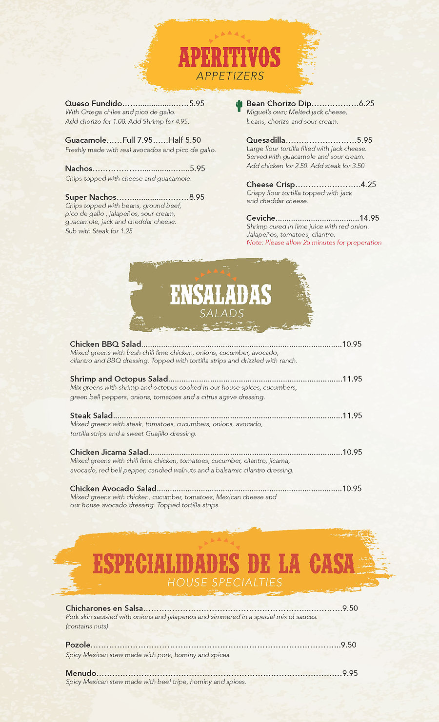 SUMMIT MENU - Dinner Lunch Deals Fine Mexican Dining in Reno NV