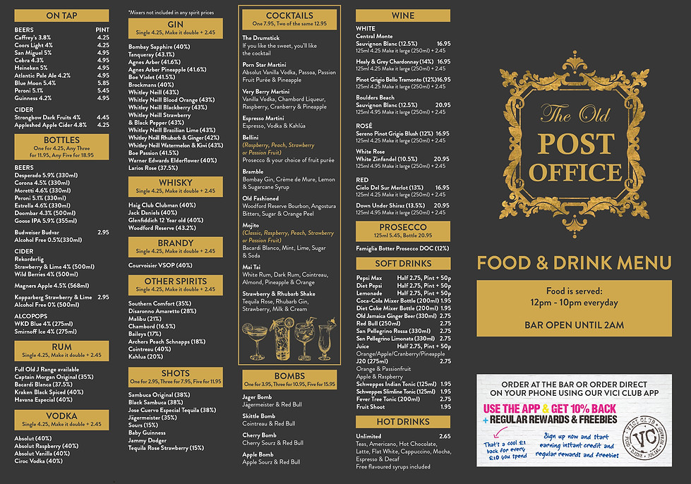 Menus | The Old Post Office