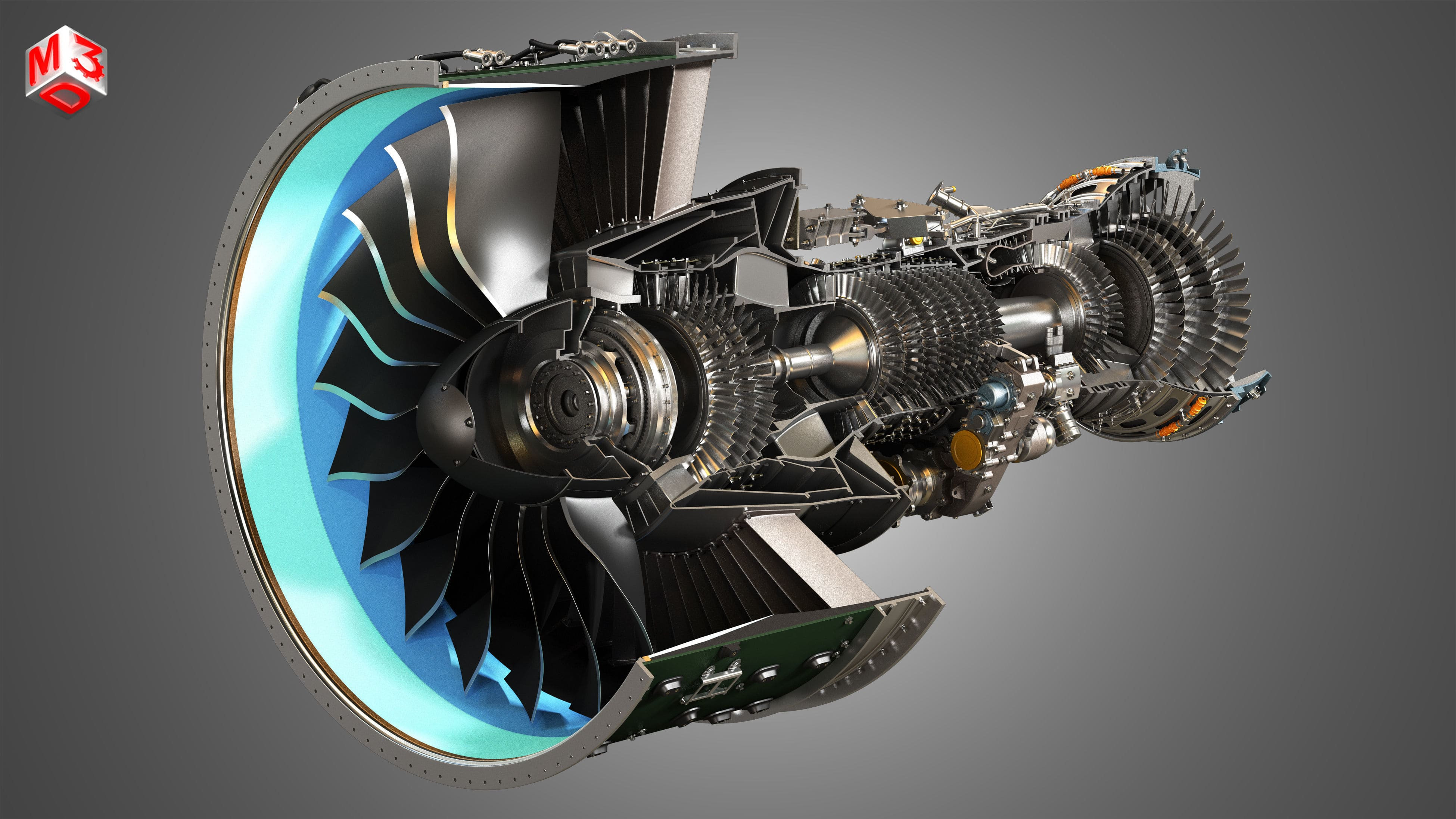 PW GTF Geared Turbofan Engine - Cutaway