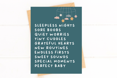 Sleepless Nights Sweet New Mom Card Baby Shower | Fivedotpost