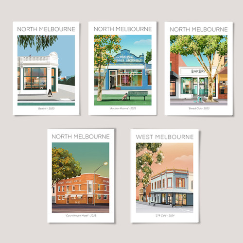 North and West Melbourne Postcards | Pink Wattle Art
