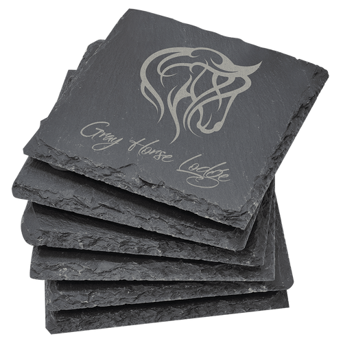 4" x 4" Square Slate Coaster Set-6 Piece | Faith in Hem