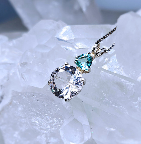 Danburite with Colombian Obsidian Tools of light Pendant in sterling ...