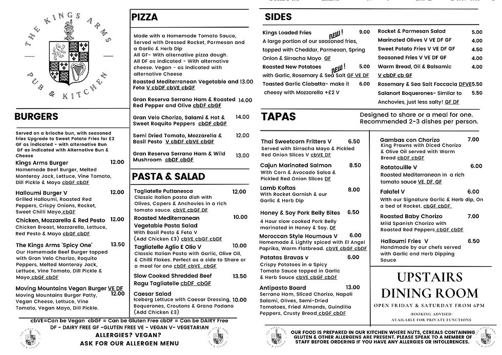 Our Food | The Kings Arms Thrapston