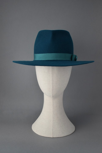 Teal Wool Felt Fedora | Miss Ava's Millinery| Kent