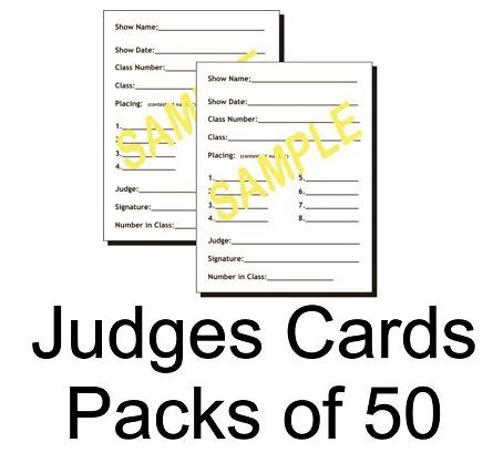 Judges Cards | Horse Show Supplies