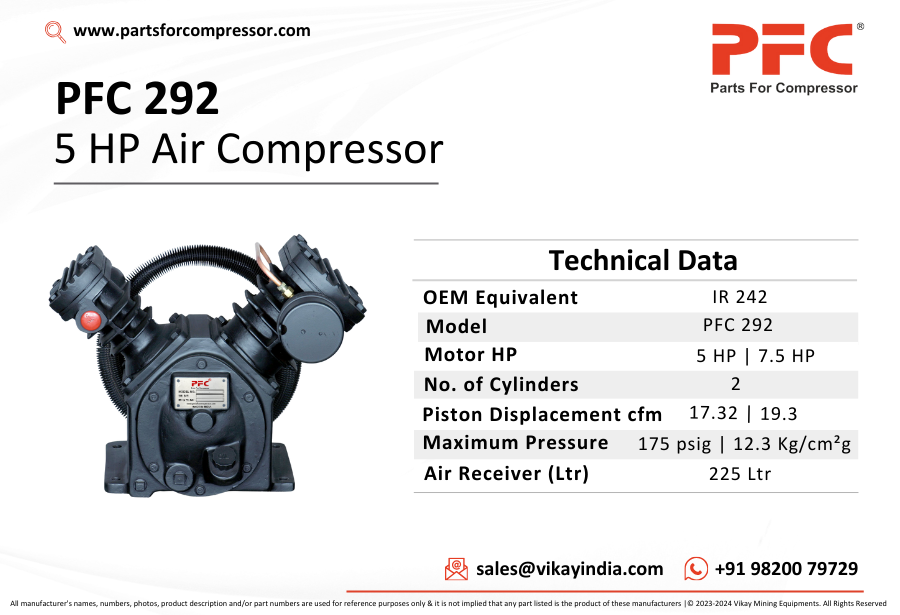 5 HP Air Compressor - PFC 292 | PFC - Parts For Compressor